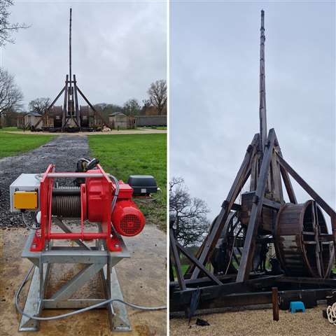 Electric winch catapults trebuchet into spotlight - Crane & Transport ...